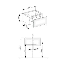 KEUCO Waschtischunterschrank Edition 11 31341, 1 Front-Auszug, B: 700, H: 350, T: 535 mm 31341110000