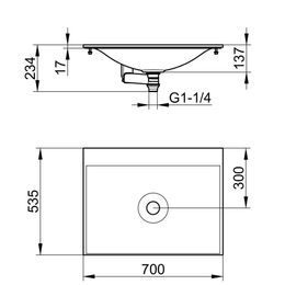 KEUCO Varicor-Waschtisch Edition 11 31240, B: 700, H: 17, T: 535 mm 31240700700