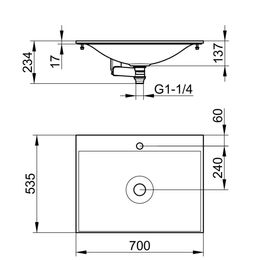 KEUCO Varicor-Waschtisch Edition 11 31240, f&uuml;r 1 Loch Armatur, wei&szlig;, 31240700701 31240700701