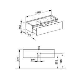 KEUCO Waschtischunterschrank Edition 11 31261, 1 Front-Auszug, B: 1400, H: 350, T: 535 mm 31261110000