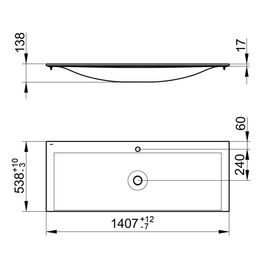 KEUCO Keramikwaschtisch Edition 11 31160, B: 1405, H: 17, T: 538 mm, mit Oberfl&auml;chenversiegelung Cle 31160311401