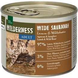 REAL NATURE WILDERNESS Nassfutter Katze, Adult Wide Savannah, Lamm und Wildschwein 12x200 g