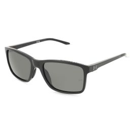 Under Armour UA HUSTLE XL | Unisex-Sonnenbrille | Fassung: Vollrand, Eckig, Kunststoff, Schwarz | Glasfarbe: Grau