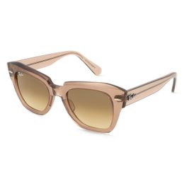 Ray-Ban 0RB2186 STATE STREET | Unisex-Sonnenbrille | Fassung: Vollrand, Quadratisch, Acetat, Braun Transparent | Glasfarbe: Braun Verlaufend