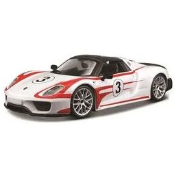 Bburago - Modellauto - Race Porsche 918 Spyder #3 Weissach (wei&szlig;, Ma&szlig;stab 1:24)