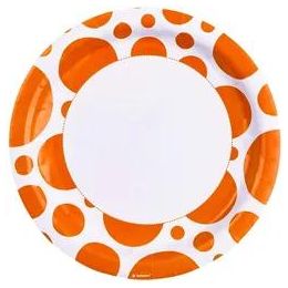 Amscan 999316 - Pappteller &raquo;Orange Dots&laquo; (orange/wei&szlig;, &Oslash;23cm, 8 St&uuml;ck)