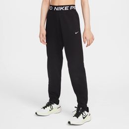 Sporthose Nike "G NP DF FLC JGGR", Kinder, Gr. L, N-Gr, schwarz, schwarz, schwarz, wei&szlig;, Obermaterial: 62% Baumwolle, 38% Polyester, Hosen Sporthose, sportlicher Stil, f&uuml;r Jugendliche, aus Baumwolle und Polyester