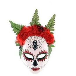 Halloween - Maske mit Blumen und Spinne (18x22cm)