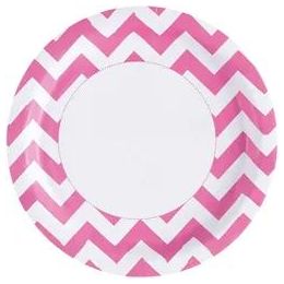 Amscan 999492 - Pappteller - Pink Chevron (8 St&uuml;ck, 23cm)