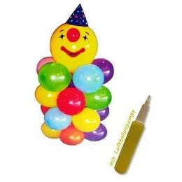 DIY Ballonfigur Clown (110cm) mit Luftballonpumpe gelb