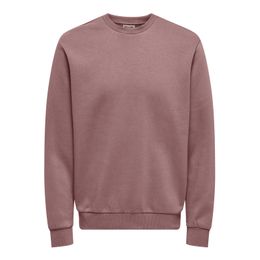 Only & Sons Sweatshirt ONLY & SONS "ONSCERES CREW NECK NOOS", Herren, Gr. L, twilight mauve, angeraute Sweatware, Obermaterial: 57% Baumwolle, 43% Polyester, unifarben, regular fit normal, Rundhals, Rippb&uuml;ndchen, Sweatshirts Sweatshirt, Baumwollmischung, regular fit