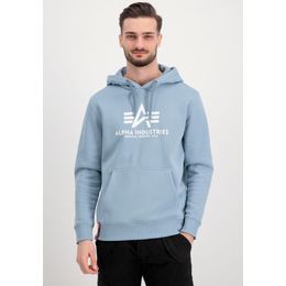 Kapuzensweatshirt Alpha Industries "Basic Hoody", Herren, Gr. M, bunt (graublau), angeraute Sweatware, Obermaterial: 80% Baumwolle, 20% Polyester, bedruckt, normal normal, Rundhals, Rippb&uuml;ndchen, Sweatshirts, Baumwollmischung, regular fit