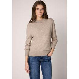Rundhalspullover STREET ONE STUDIO, Damen, Gr. 42, buffed beige meliert, Stoff, 30% Polyester, 29% Polyacryl, 21% Viskose, 20% Nylon, unifarben, normal normal, Rundhals, Rippb&uuml;ndchen, Pullover Rundhalspullover, mit Rundhalsausschnitt