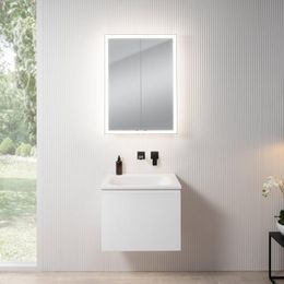 rivea Dia Unterschrank B: 61 cm mit 1 Auszug, Waschtisch ohne Hahnloch wei&szlig; matt, mit n60 Spiegelschrank f&uuml;r die Schweiz,, BR0036WM+BR0053WM+BN0499MI,