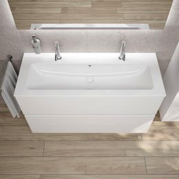 Duravit ME by Starck Doppelwaschtisch, evineo ineo5 evo Unterschrank B: 121 cm, 2 Ausz&uuml;ge, mit Griffmulde,, 2361120024+BE0716WH,