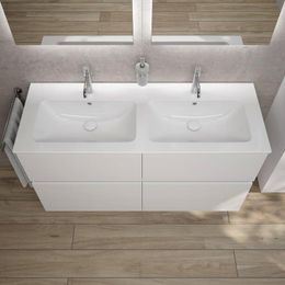 Duravit ME by Starck Doppelwaschtisch, evineo ineo5 evo Unterschrank B: 128 cm, 4 Ausz&uuml;ge, mit Griffmulde,, 23361300001+BE0717WH,