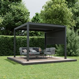 XIMAX Pergola 'Shade' Aluminium dunkelgrau 3 x 3 m manuell inklusive 1 x Seitenmarkise 3 m manuell