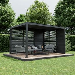 XIMAX Pergola 'Shade' Aluminium dunkelgrau 3 x 4 m manuell inklusive 3 x Lamellenwand 0,9 m (verstellbar) und 3 x Lamellenwand 1,23 m (verstellbar)