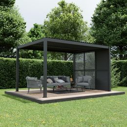 XIMAX Pergola 'Shade' Aluminium dunkelgrau 3 x 4 m manuell inklusive 3 x Lamellenwand 0,9 m (verstellbar)