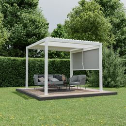 XIMAX Pergola 'Shade' Aluminium wei&szlig; 3 x 3 m manuell inklusive 1 x Seitenmarkise 3 m manuell