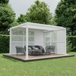 XIMAX Pergola 'Shade' Aluminium wei&szlig; 3 x 4 m manuell inklusive 3 x Lamellenwand 0,9 m (verstellbar) und 3 x Lamellenwand 1,23 m (verstellbar)