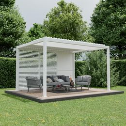 XIMAX Pergola 'Shade' Aluminium wei&szlig; 3 x 4 m manuell inklusive 3 x Lamellenwand 1,23 m (verstellbar)