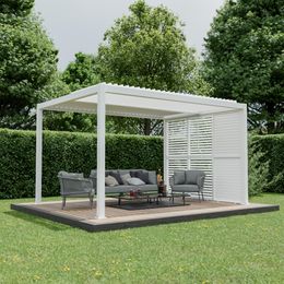 XIMAX Pergola 'Shade' Aluminium wei&szlig; 3 x 4 m manuell inklusive 3 x Lamellenwand 0,9 m (verstellbar)