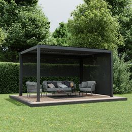 XIMAX Pergola 'Shade' Aluminium dunkelgrau 3 x 4 m manuell inklusive 1 x Seitenmarkise 4 m manuell und 1 x Seitenmarkise 3 m manuell
