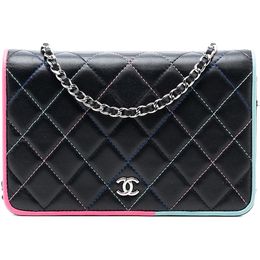 Chanel Hobo Bags - CC Quilted Lambskin Multicolor Border Full Flap Wa - Gr. unisize - in Schwarz - f&uuml;r Damen