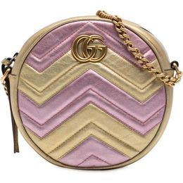 Gucci Hobo Bags - Mini GG Marmont Matelasse Metallic Leather Round C - Gr. unisize - in Gold - f&uuml;r Damen