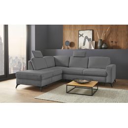Ecksofa Home Affaire "Lolland L-Form", grau (steel), B:249cm H:88cm T:212cm, Struktur impr&auml;gniert - feucht abwischbar (100% Polyester);Struktur Flausch (90% Polyester, 10% Polyamid);Luxus-Microfaser ALTARA NUBUCK (100% Polyester), Sofas, Ecksofa, Wahlweise mit Bettfunktion und Stauraum, auch mit abwischbarem Bezug