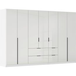 Dreht&uuml;renschrank OTTO HOME "Kleiderschrank Kleiderschr&auml;nke Schrank Garderobe AGORDO mit Glasfront", wei&szlig; (alpinwei&szlig;, glas kristallwei&szlig;), B:315cm H:210cm T:54cm, Holzwerkstoff, Schr&auml;nke, Dreht&uuml;renschrank, mit Au&szlig;enschubk&auml;sten, in 7 Breiten und 2 H&ouml;hen MADE IN GERMANY