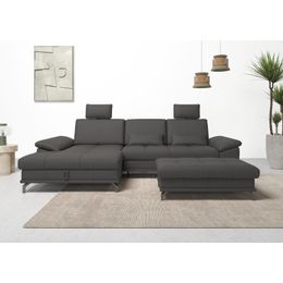 Ecksofa OTTO HOME "Costello L-Form, B: 301 cm mit Sitztiefen-, Armteilverstellung &", braun (mokka), B:301cm H:89cm T:176cm, Luxus-Microfaser (90% Polyester, 10% Polyamid);Samtoptik (100% Polyester), Sofas, Ecksofa, 3 Nierenkissen, optional Bettfunktion & Bettkasten, Topseller