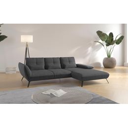 Ecksofa OTTO HOME "Mikado L-Form", grau (charcoal), B:276cm H:88cm T:183cm, 100% Polyester, Sofas, Ecksofa, inkl. Sitztiefenverstellung und Armteilverstellung