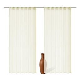 2er Set Schlaufenschal Voile creme 245cm transparent - H&ouml;he (cm): 245, Farbe: Creme