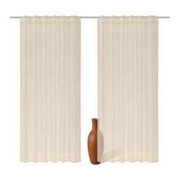 2er Set Schlaufenschal Voile sand 245cm transparent - H&ouml;he (cm): 245, Farbe: Sand