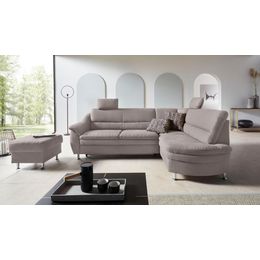 Ecksofa Home Affaire "Cardoso L-Form", grau, B:250cm H:90cm T:175cm, Struktur impr&auml;gniert (100% Polyester);Luxus-Microfaser ALTARA NUBUCK (100% Polyester);Struktur (52% Polyester, 35% Polyacryl, 13% Baumwolle);Luxus-Microfaser weich (90% Polyester, 10% Polyamid), Sofas, Ecksofa, Federkern, wahlweise mit Bett, Schubkasten