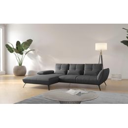 Ecksofa OTTO HOME "Mikado L-Form", grau (dunkelgrau), B:276cm H:88cm T:183cm, 95% Polyester 5% Polyamid, Sofas, Ecksofa, inkl. Sitztiefenverstellung und Armteilverstellung