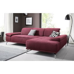 Ecksofa Home Affaire "Caluna", lila (chianti), B:269cm H:97cm T:174cm, Flachgewebe Mura: (100% Polyester);Luxus-Microfaser Vintageoptik (100% Polyester);Luxus-Mikrofaser (90% Polyester, 10% Polyamid), Sofas, Ecksofa, Inkl.Sitztiefenverstellung, wahlweise mit Kopf- und Armteilverstellung