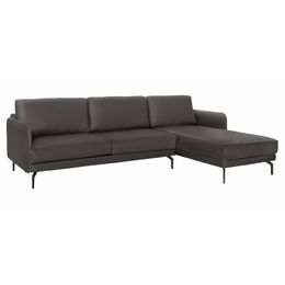 Ecksofa "CR.450, Designecksofa, L-Form", braun (graubraun 534, 49), B:274cm H:85cm T:178cm, Chenille COCO (72% Polyester 15% Baumwolle 13% Polyacryl);Leder OSKAR, CREATION BY ROLF BENZ, Sofas, Ecksofa, Armlehne sehr schmal, Breite 274 cm, Alugussfu&szlig; Umbragrau