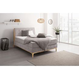 Boxspringbett OTTO HOME "Jelle", silber (silberfarben), B:161cm L:216cm, Komplettbetten, Boxspringbett, zertifizierte, recycelte Bezugsstoffe, verschiedene Ausf&uuml;hrungen