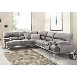 Ecksofa Trendmanufaktur "Cecilia II, in italienischen Design, bequem, hoher Sitzkomfort, L-Form", silber, B:280cm H:87cm T:240cm, Microfaser Vintage (100% Polyester);Struktur (100% Polyester);Struktur fein (100% Polyester), Sofas, Ecksofa, extrabreite Armlehnen f&uuml;r noch mehr Sitzkomfort, Topseller