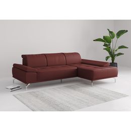 Ecksofa Home Affaire "Caluna", rot (merlot), B:280cm H:81cm T:174cm, Sofas, Ecksofa, Inkl.Sitztiefenverstellung, wahlweise mit Kopf- und Armteilverstellung