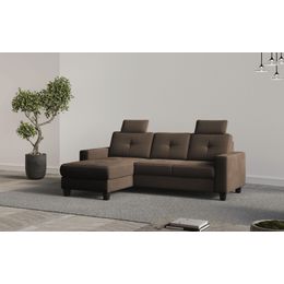 Ecksofa Home Affaire "Varese", braun (dunkelbraun), B:239cm H:91cm T:164cm, 100% Polyester, Sofas, Ecksofa, wahlweise mit Bettfunktion und Bettkasten