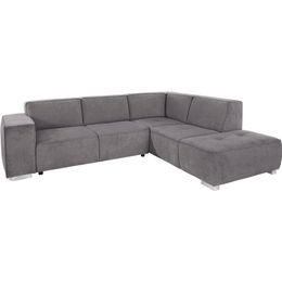 Ecksofa Home Affaire "Sapporo L-Form", grau, B:272cm H:78cm T:222cm, Struktur fein (100% Polyester);Luxus-Microfaser weich (90% Polyester, 10% Polyacryl);Struktur impr&auml;gniert (100% Polyester), Sofas, Ecksofa, wahlweise Bettfunktion oder Sitztiefenverstellung, Federkern