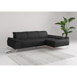 Ecksofa Home Affaire "Caluna", schwarz, B:280cm H:81cm T:174cm, Sofas, Ecksofa, Inkl.Sitztiefenverstellung, wahlweise mit Kopf- und Armteilverstellung
