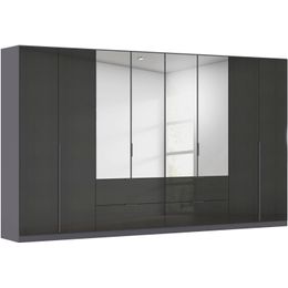 Dreht&uuml;renschrank OTTO HOME "Kleiderschrank Schrank Garderobe AGORDO mit Dekor- oder Hochglanzfront", grau (graumetallic, hochglanz effektgrau), B:360cm H:210cm T:54cm, Holzwerkstoff, Schr&auml;nke, Dreht&uuml;renschrank, mit Au&szlig;enschubk&auml;sten, in 7 Breiten und 2 H&ouml;hen MADE IN GERMANY