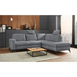 Ecksofa Home Affaire "Lolland L-Form", grau (anthrazit), B:249cm H:88cm T:212cm, Struktur impr&auml;gniert - feucht abwischbar (100% Polyester);Struktur Flausch (90% Polyester, 10% Polyamid);Luxus-Microfaser ALTARA NUBUCK (100% Polyester), Sofas, Ecksofa, Wahlweise mit Bettfunktion und Stauraum, auch mit abwischbarem Bezug