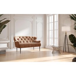 2-Sitzer Home Affaire "Amber", braun (chocco), B:153cm H:97cm T:87cm, 100% Polyester, Sofas, mit Knopfheftung,in verschieden Stoffarten