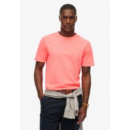 Rundhalsshirt Superdry "CLASSIC ESSENTIAL TEE", Herren, Gr. S, washed fiery coral, Single Jersey, Obermaterial: 100% Baumwolle, unifarben, relaxed fit normal, Rundhals, Shirts Rundhalsshirt